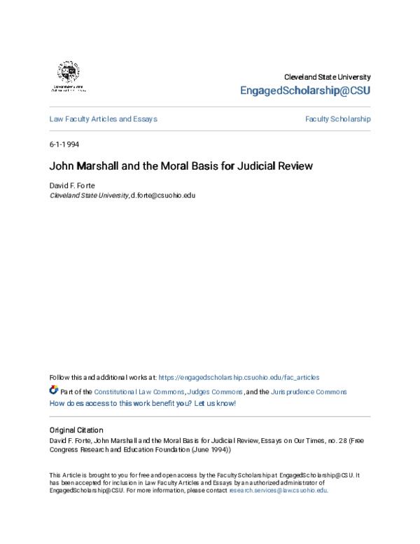(PDF) John Marshall and the Moral Basis for Judicial Review