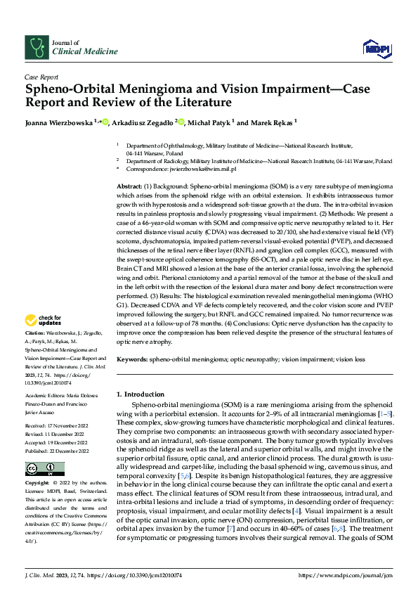 (PDF) Spheno-Orbital Meningioma and Vision Impairment—Case Report and ...