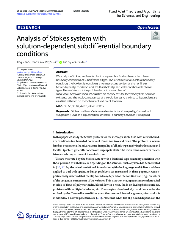 (PDF) Stokes Problem with Nonlinear Boundary Conditions