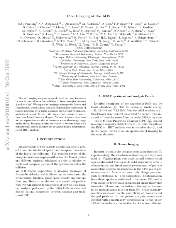 (PDF) Pion Imaging at the Ags | L. Schroeder - Academia.edu