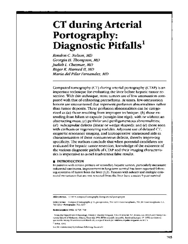 (PDF) CT during arterial portography: diagnostic pitfalls