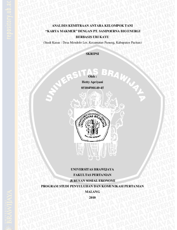 (PDF) ANALISIS KEMITRAAN ANTARA KELOMPOK TANI ”KARYA MAKMUR DENGAN PT. SAMPOERNA BIO ENERGI ...
