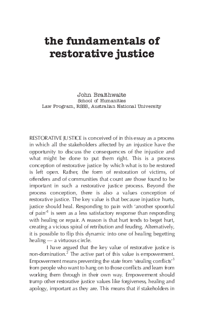 (PDF) The fundamentals of restorative justice
