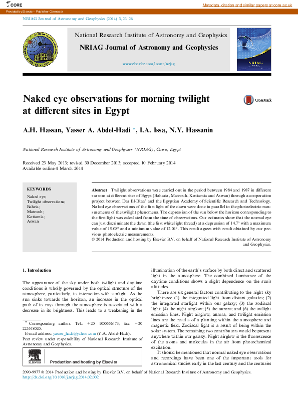 (PDF) Naked eye observations for morning twilight at different sites in ...