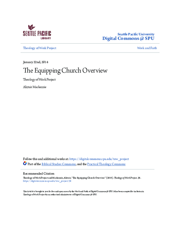 (PDF) The Equipping Church Overview