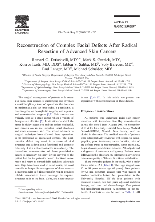 (PDF) Reconstruction of Complex Facial Defects After Radical Resection ...