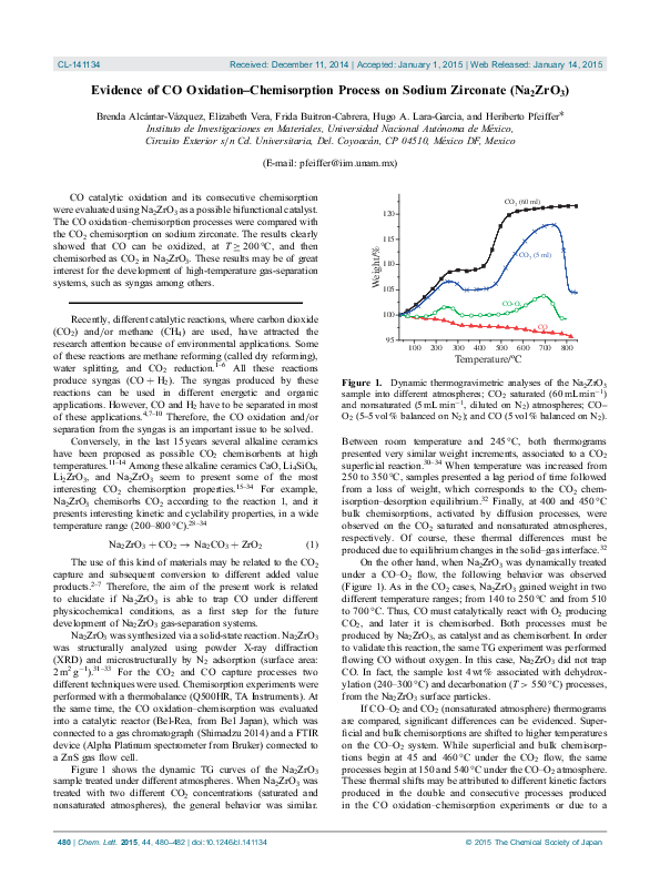 (PDF) Evidence of CO Oxidation–Chemisorption Process on Sodium ...