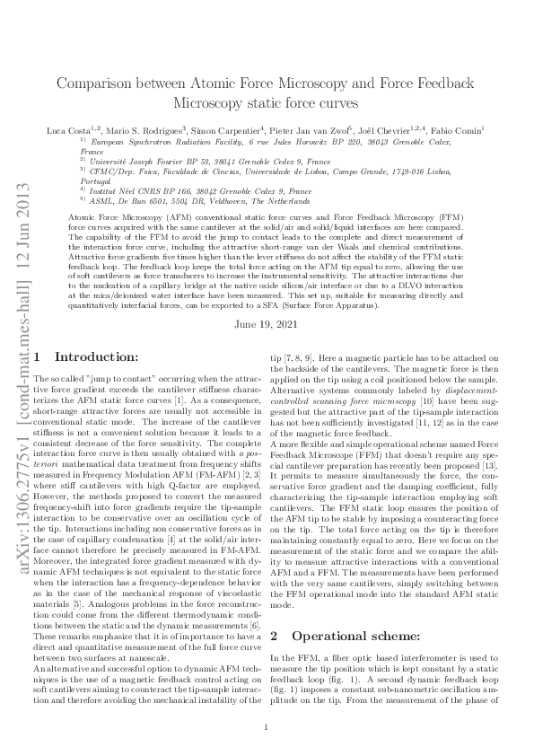 (PDF) Comparison between Atomic Force Microscopy and Force Feedback ...