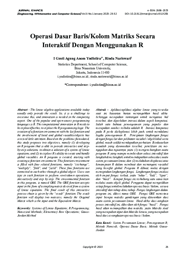 (PDF) Operasi Dasar Baris/Kolom Matriks Secara Interaktif Dengan ...