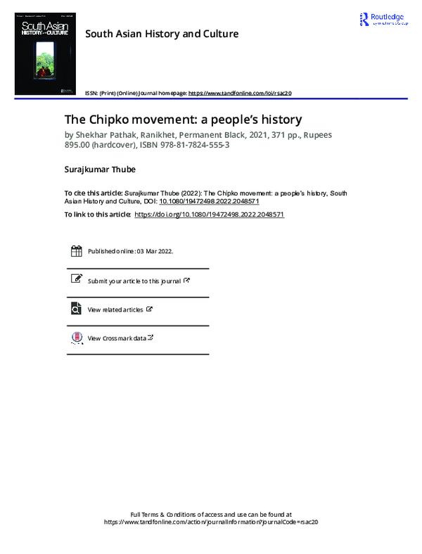 (PDF) The Chipko movement: A People's History by Shekhar Pathak - book ...
