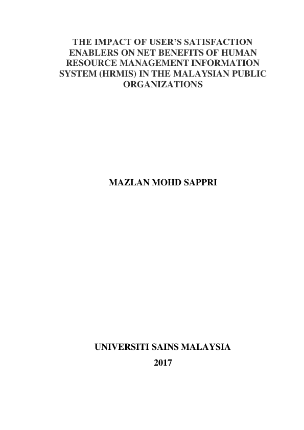 (PDF) The Impact Of User’s Satisfaction Enablers On Net Benefits Of Human Resource Management ...