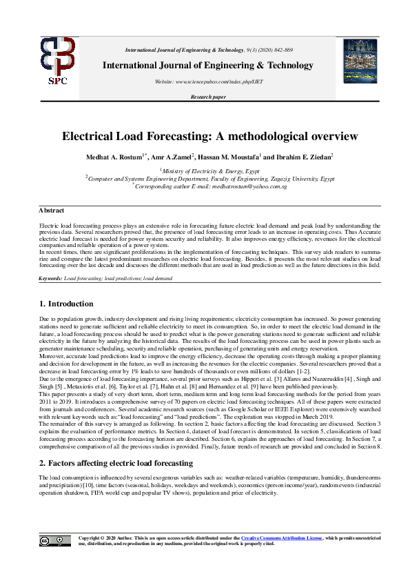 (PDF) Electrical Load Forecasting: A methodological overview