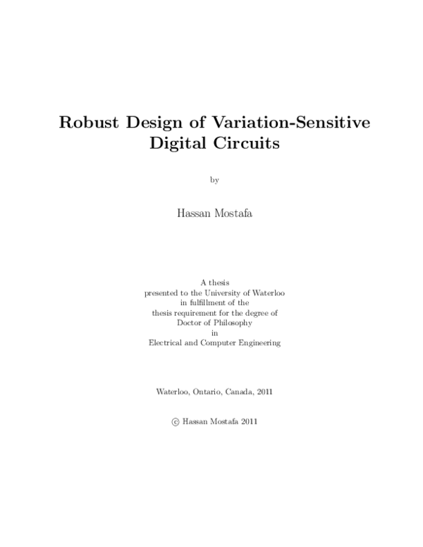 (PDF) Robust Design of Variation-Sensitive Digital Circuits