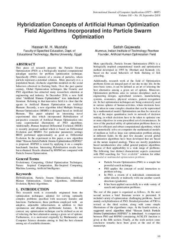 (PDF) Hybridization Concepts of Artificial Human Optimization Field Algorithms Incorporated into ...