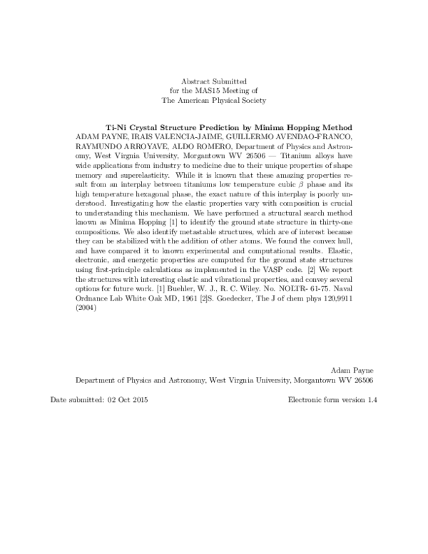 (PDF) Ti-Ni Crystal Structure Prediction by Minima Hopping Method | Guillermo Avendaño Franco ...