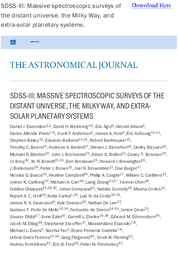 (PDF) SDSS-III: Massive Spectroscopic Surveys of the Distant Universe, the Milky Way, and Extra ...