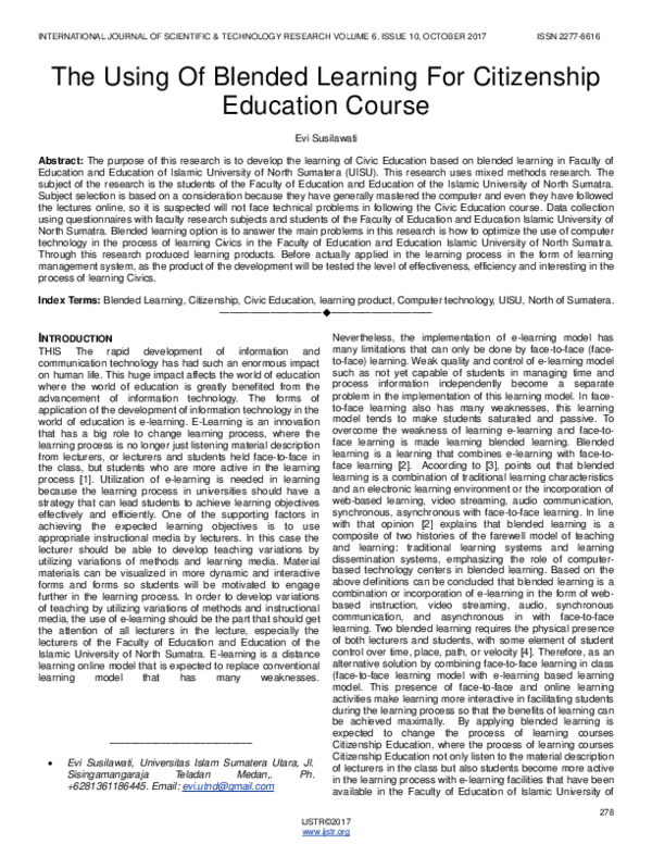 (PDF) The Using Of Blended Learning For Citizenship Education Course ...