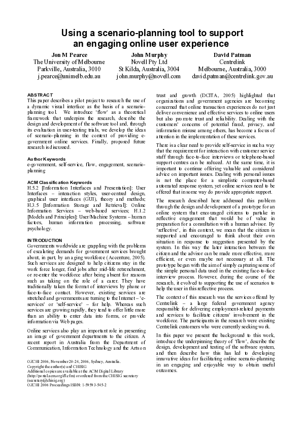 (PDF) Using a scenario-planning tool to support an