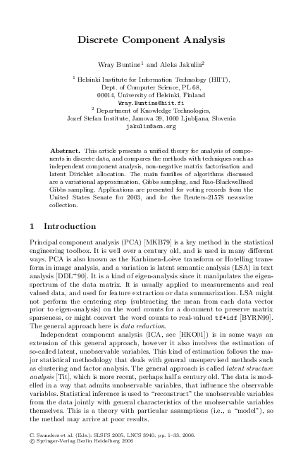 (PDF) Discrete Component Analysis