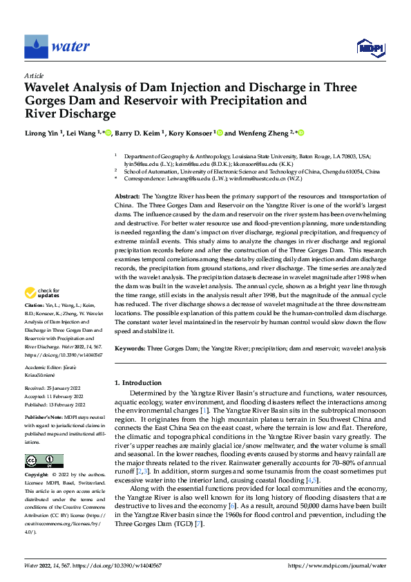 (PDF) Wavelet Analysis of Dam Injection and Discharge in Three Gorges ...