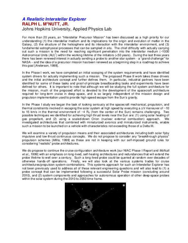(PDF) A realistic interstellar explorer