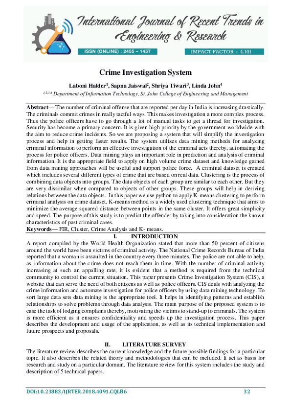 (PDF) Crime Investigation System