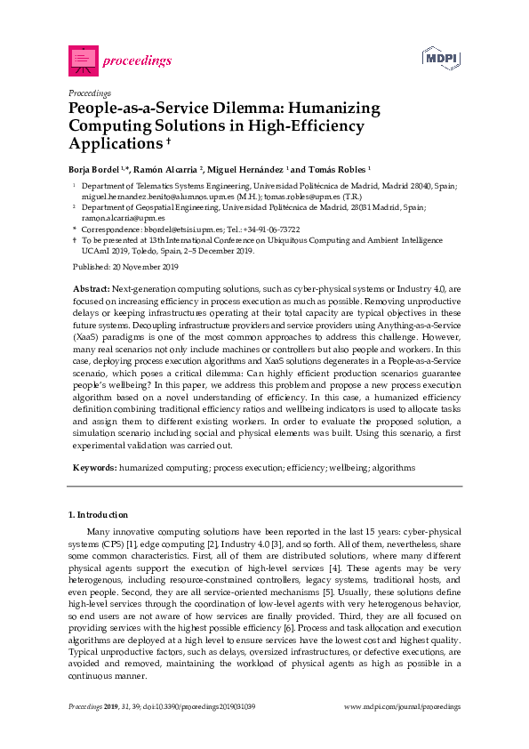 (PDF) People-as-a-Service Dilemma: Humanizing Computing Solutions in High-Efficiency Applications