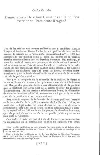 (PDF) Democracia y derechos humanos en la política exterior del presidente Reagan