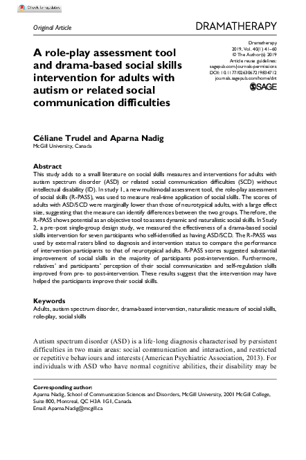 (PDF) A role-play assessment tool and drama-based social skills ...