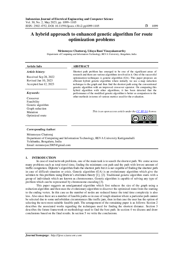 (PDF) A hybrid approach to enhanced genetic algorithm for route optimization problems
