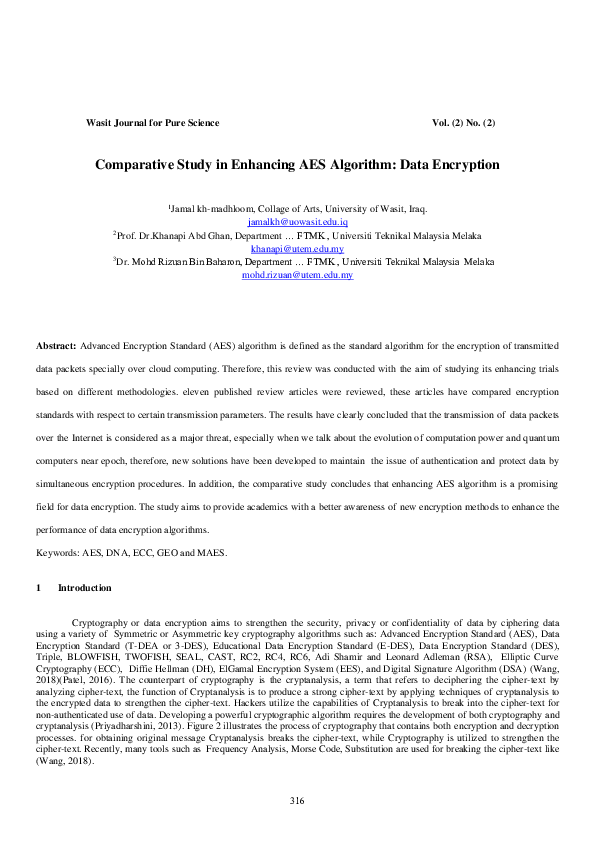 (PDF) Comparative Study in Enhancing AES Algorithm: Data Encryption (PDF) Comparative Study in Enhancing AES Algorithm: Data Encryption