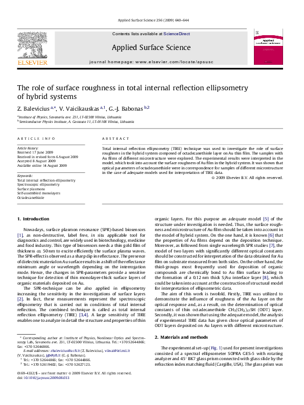(PDF) The role of surface roughness in total internal reflection ...