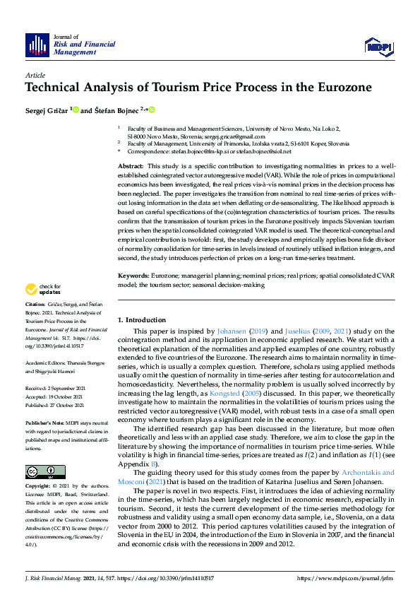 (PDF) Technical Analysis of Tourism Price Process in the Eurozone