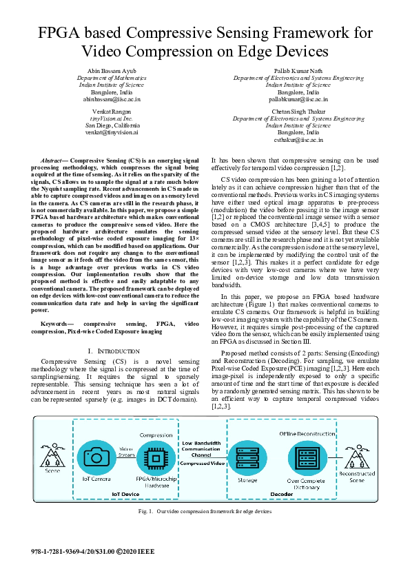 (PDF) FPGA based Compressive Sensing Framework for Video Compression on Edge Devices