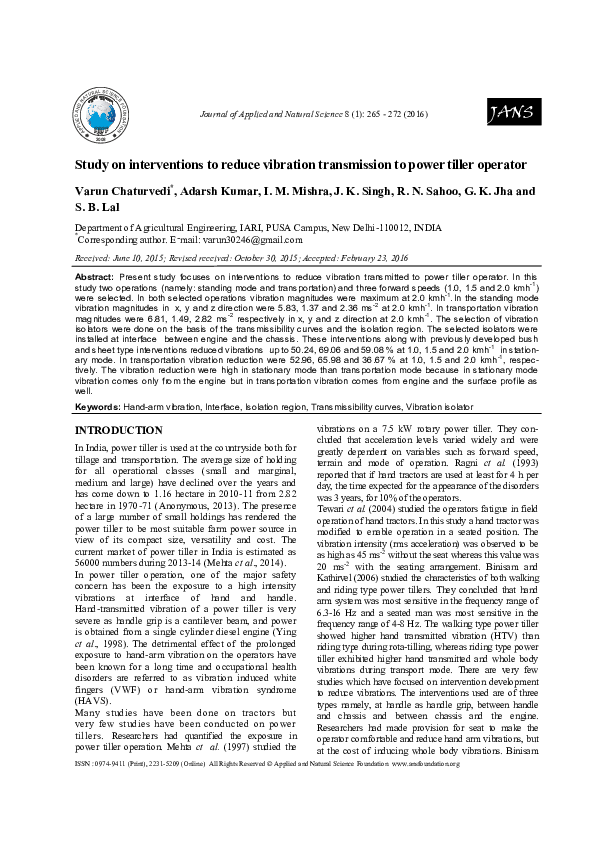 (PDF) Study on interventions to reduce vibration transmission to power ...
