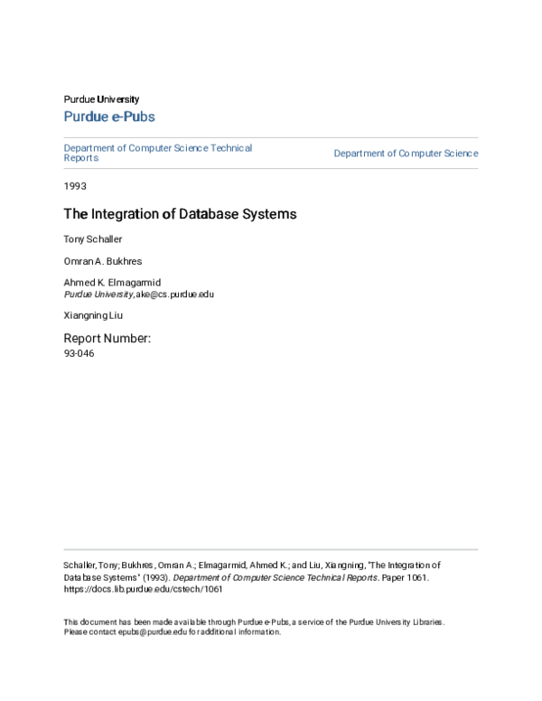 (PDF) The integration of database systems