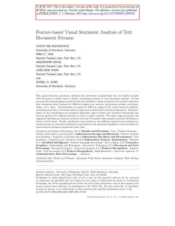 (PDF) Visual Sentiment Analysis of Text Document Streams · 27