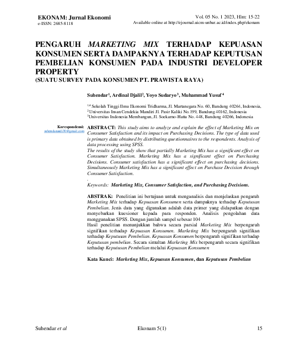 (PDF) Pengaruh Marketing Mix Terhadap Kepuasan Konsumen Serta Dampaknya Terhadap Keputusan ...