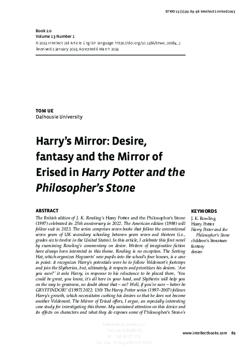 (PDF) Harry’s Mirror: Desire, Fantasy, and the Mirror of Erised in ...