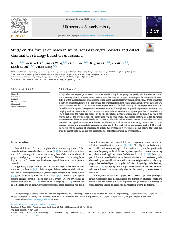 (PDF) Study on the formation mechanism of isoniazid crystal defects and ...