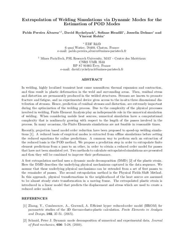 (PDF) Extrapolation of Welding Simulations via Dynamic Modes for the Estimation of POD Modes