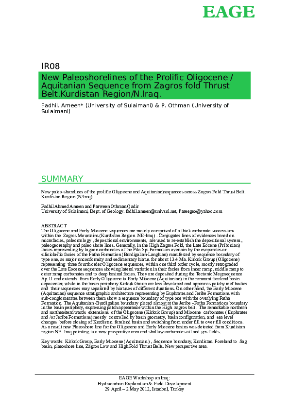 (PDF) New paleoshorelines of the prolific Oligocene /Aquitanian ...