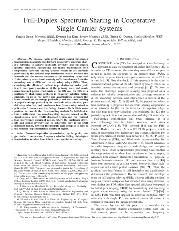Full Duplex Spectrum Sharing In Cooperative Single Carrier Systems