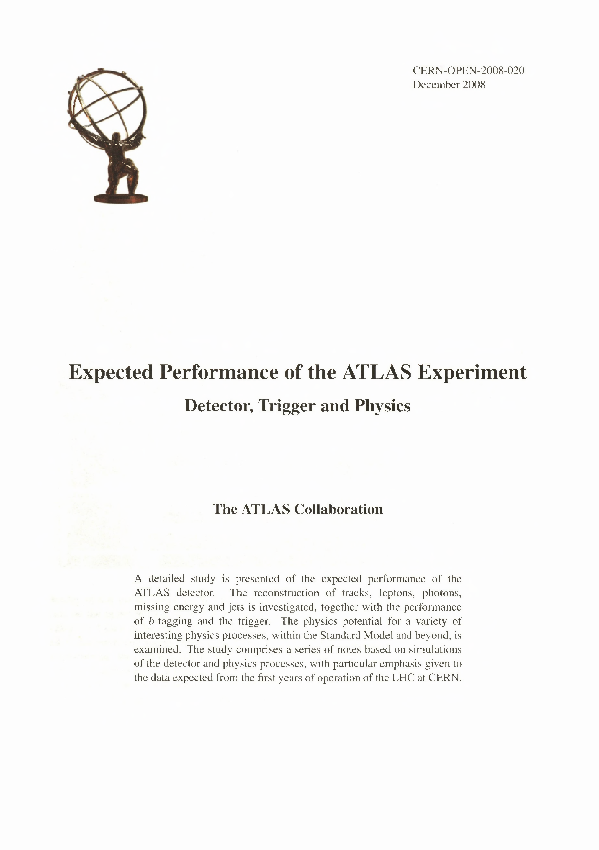 (PDF) Expected performance of the ATLAS experiment - detector, trigger ...
