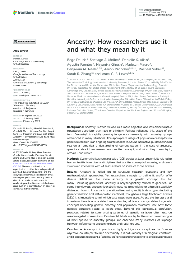 (PDF) Ancestry: How researchers use it and what they mean by it