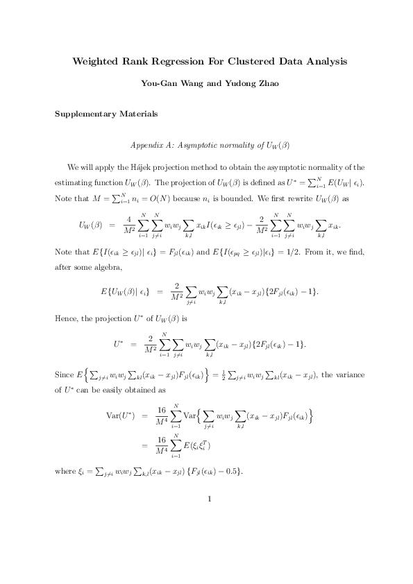(PDF) Weighted Rank Regression for Clustered Data Analysis