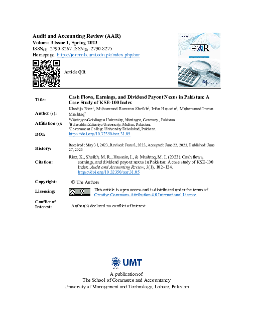 (PDF) Cash Flows, Earnings, and Dividend Payout Nexus in Pakistan: A ...