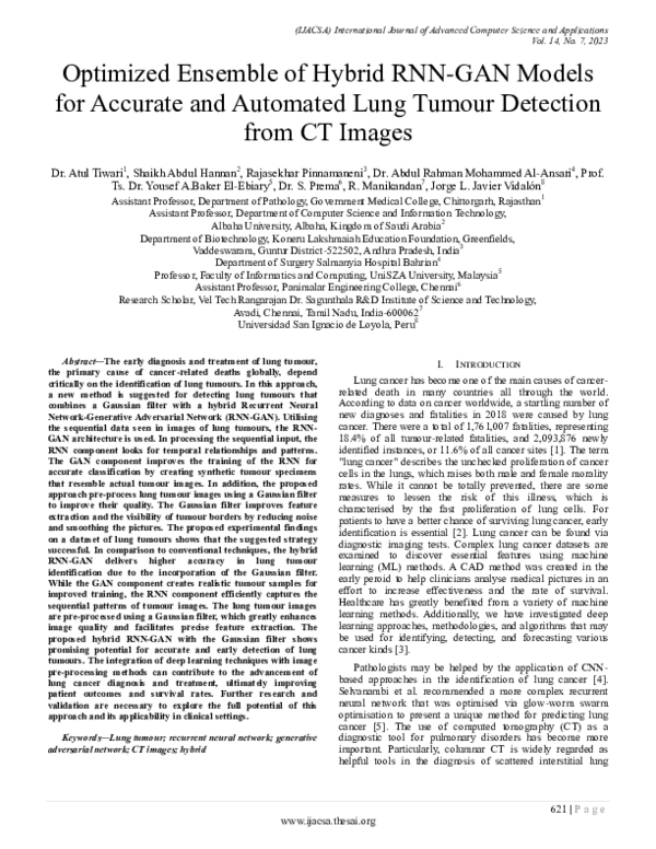 (PDF) Optimized Ensemble of Hybrid RNN-GAN Models for Accurate and Automated Lung Tumour ...