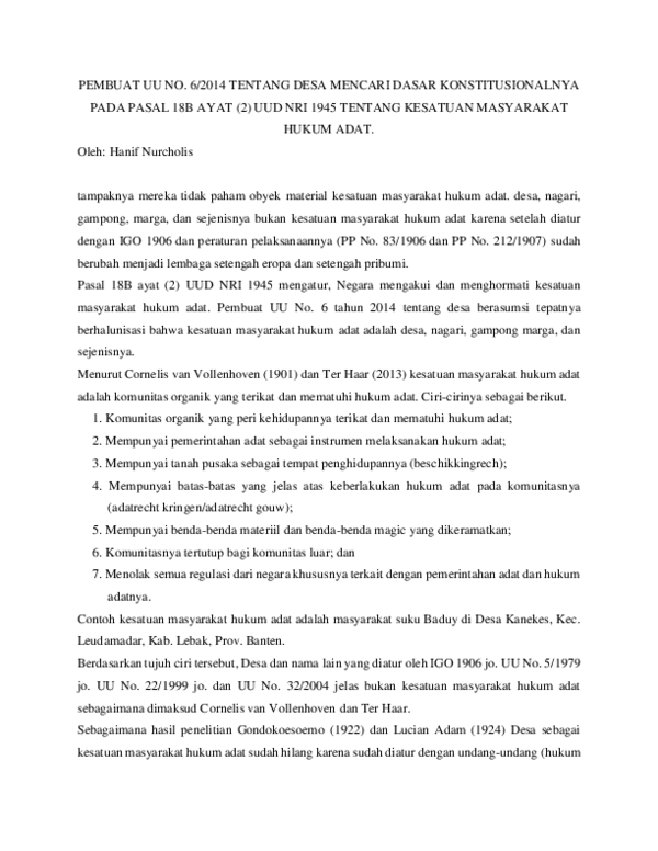 (PDF) Pasal 18B ayat 2 UUD NRI 1945