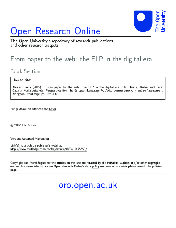 (PDF) From paper to the web: the ELP in the digital era